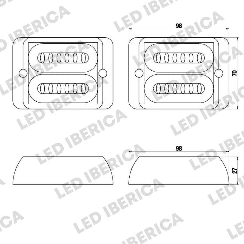 KIT DE LUCES (2) PERIMETRALES STRAZ X12 CE R65 DOBLE CUERPO